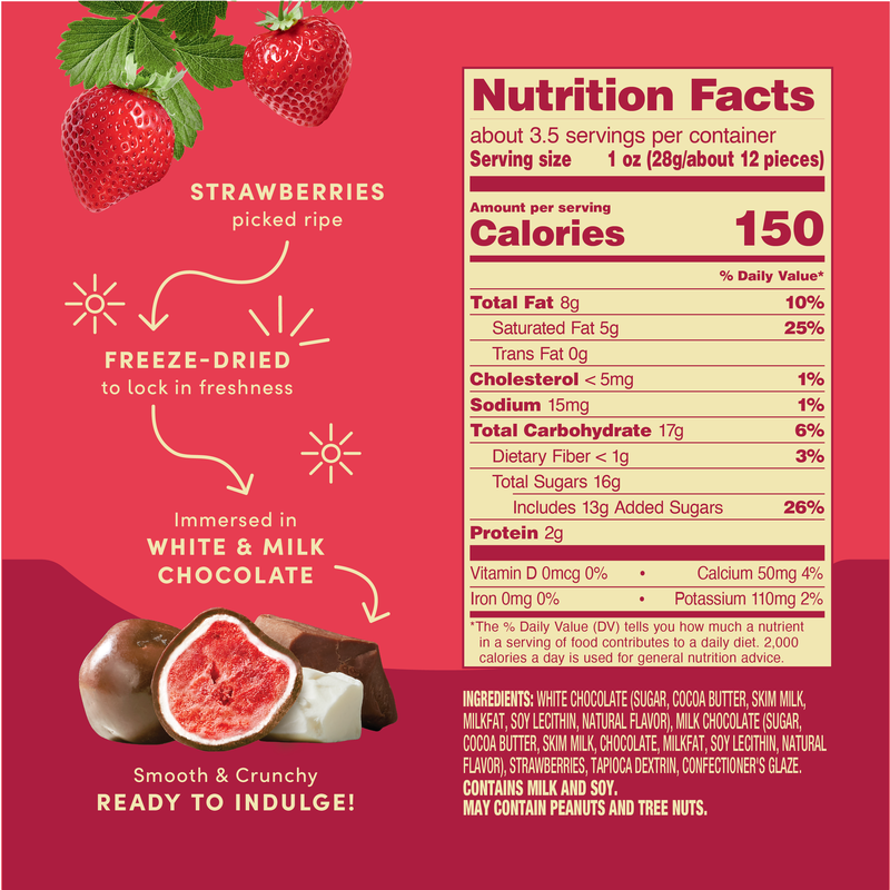 Freeze Dried Strawberries in Milk & White Chocolate 3.4 oz Resealable ...